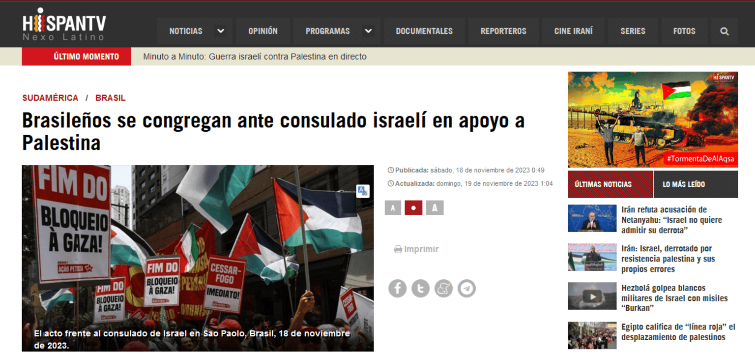 Imprensa iraniana repercute campanha pró-Palestina do PCO - Diário Causa Operária